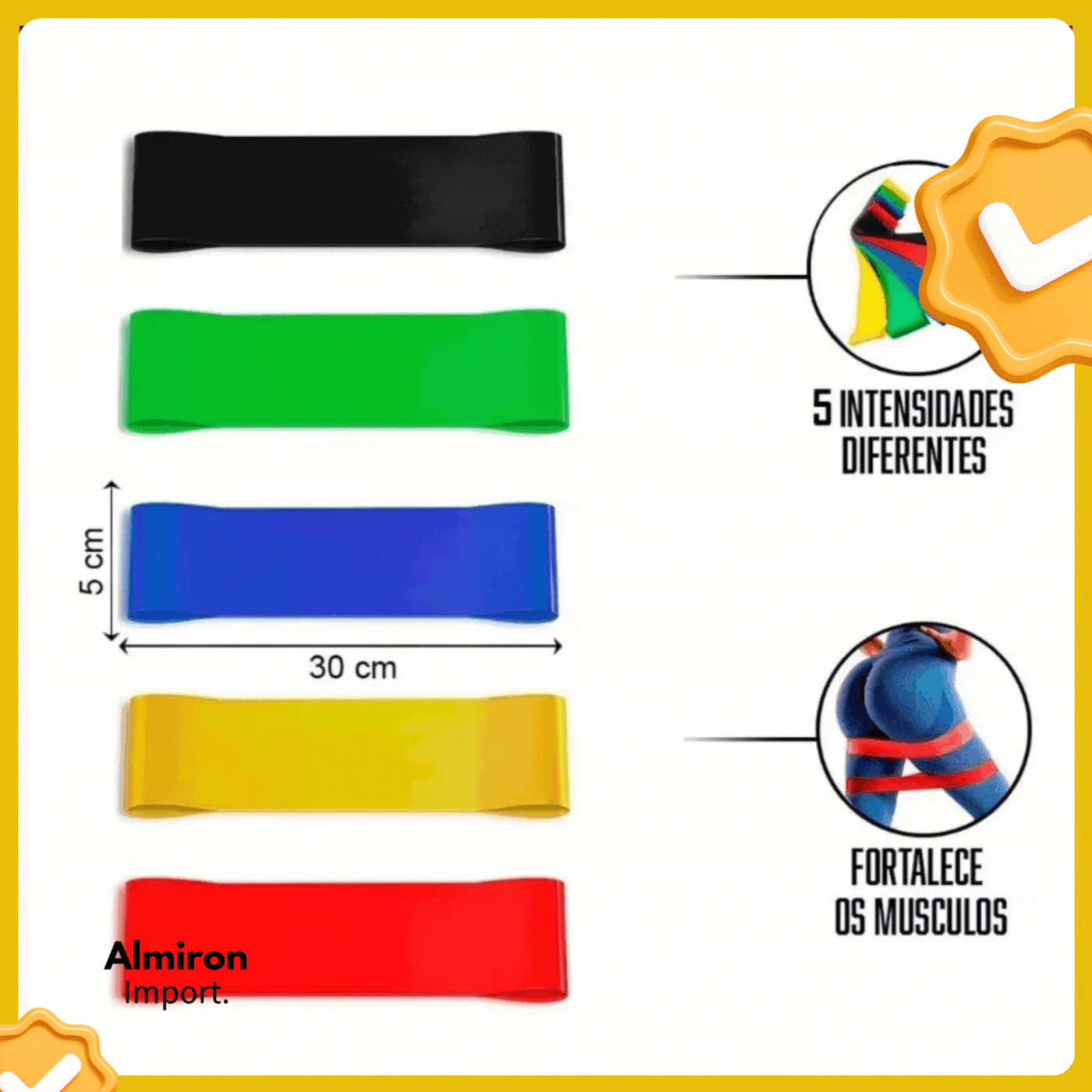 Kit De 5 Bandas Elasticas Con 5 Niveles